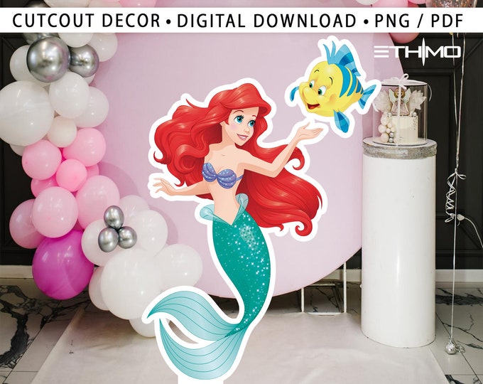 Gran sirena cola fiesta decoración PRINTABLE, recorte de sirena, cartón ...