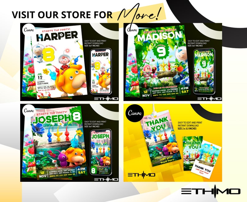 Pikmin Birthday Invitation, Pikmin Party Invite, Digital Invitation ...