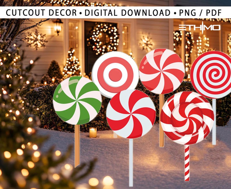 Christmas Lollipop Yard Art Template – Life-size Printable Cutout ...