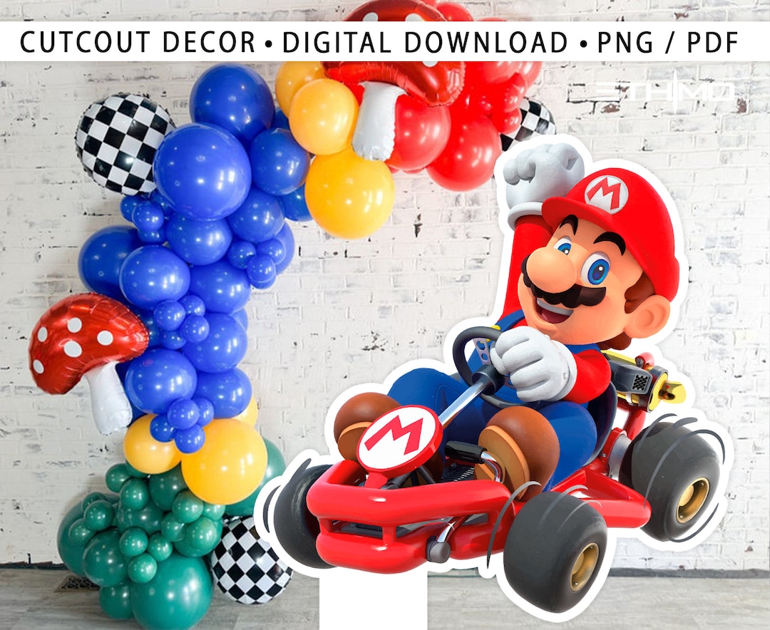 BIG DECOR Mario Kart Decor Backdrops, Mario Centerpiece Cutout Decor ...