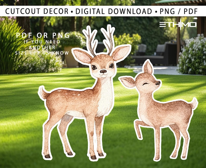 Baby Deer Cutout Decor | Printable Deer Wall Art | Woodland Nursery ...