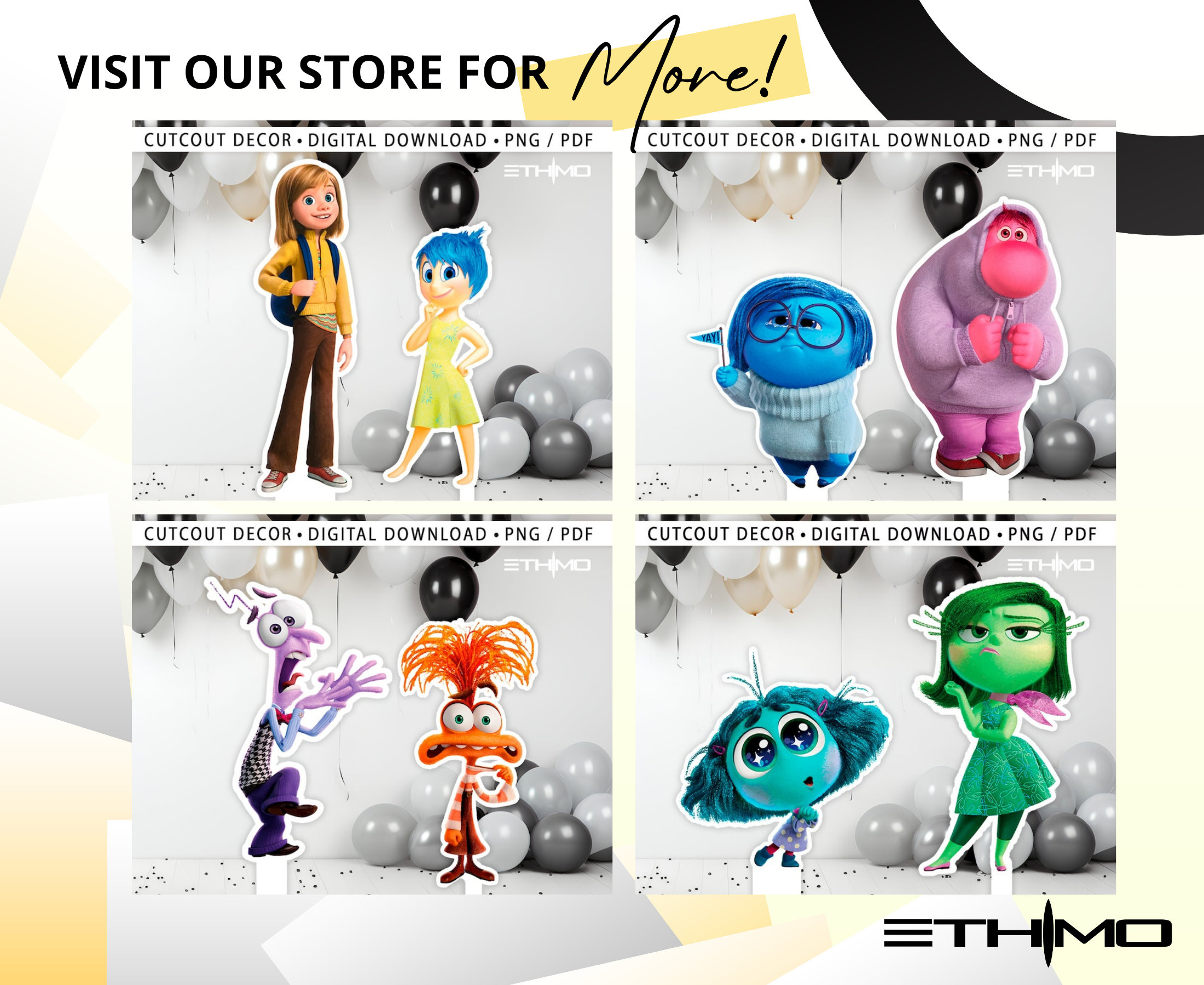 Inside Out Cutout, Big Decor, Party Decorations, Birthday Prop, Yard ...