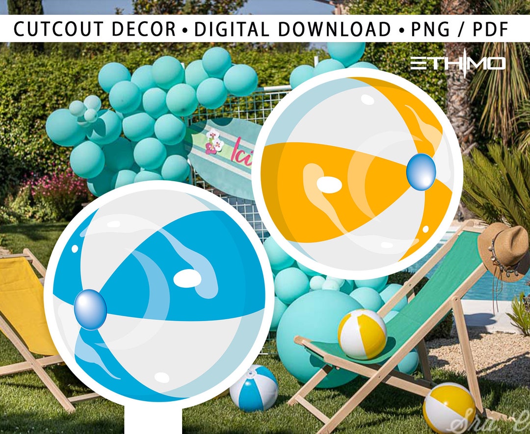 BIG CUTOUT Beach Ball Cutout Beach Party Pool Birthday Party Tropical ...