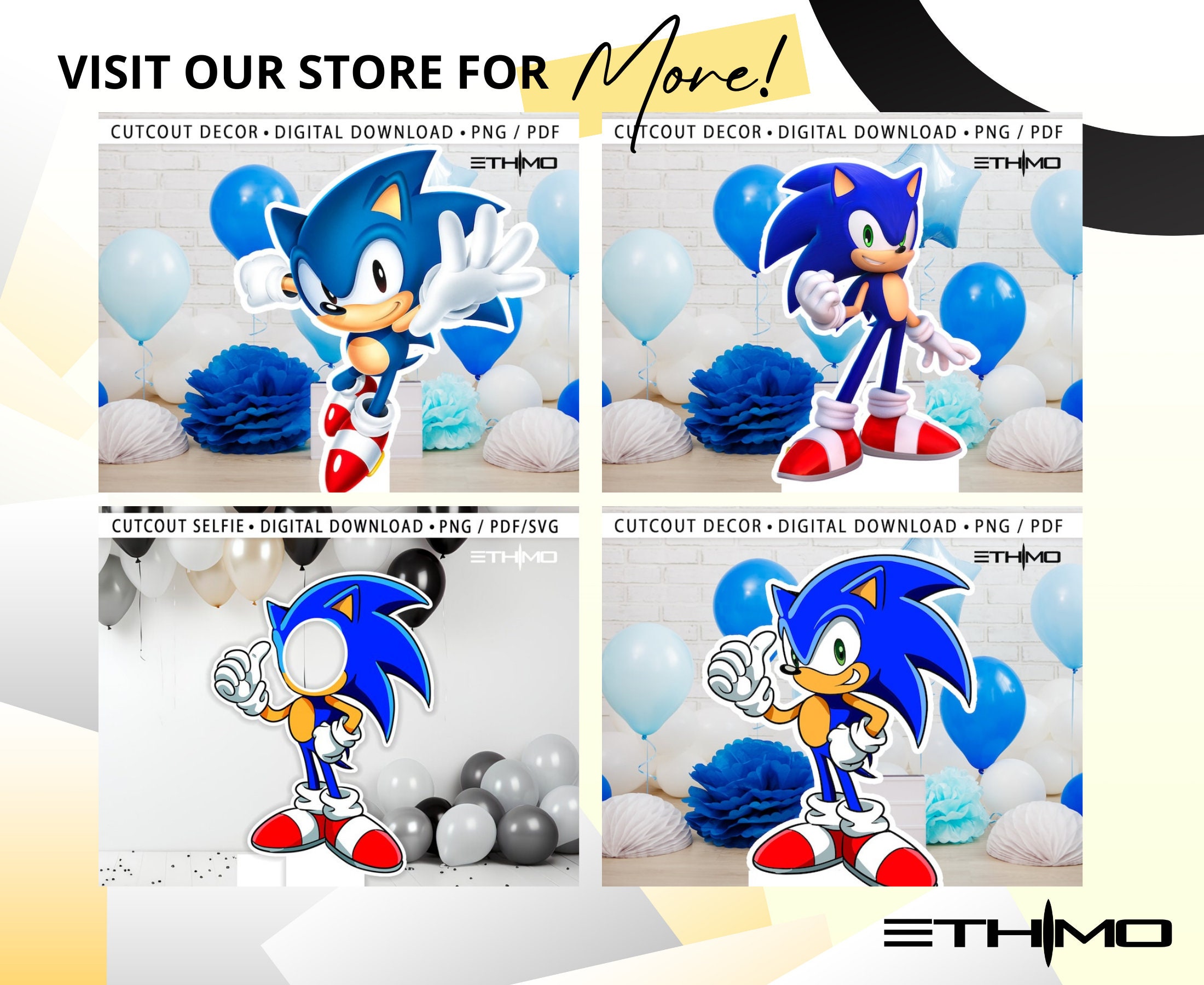 Sonic Character Cardboard Cutout Selfie Frame - Sonic Party Decorations ...