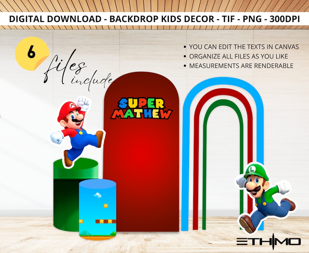 Super Mario BACKDROP Bundle- Template - Party Decor Business Backdrop ...