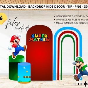 Super Mario BACKDROP Bundle- Template - Party Decor Business Backdrop ...