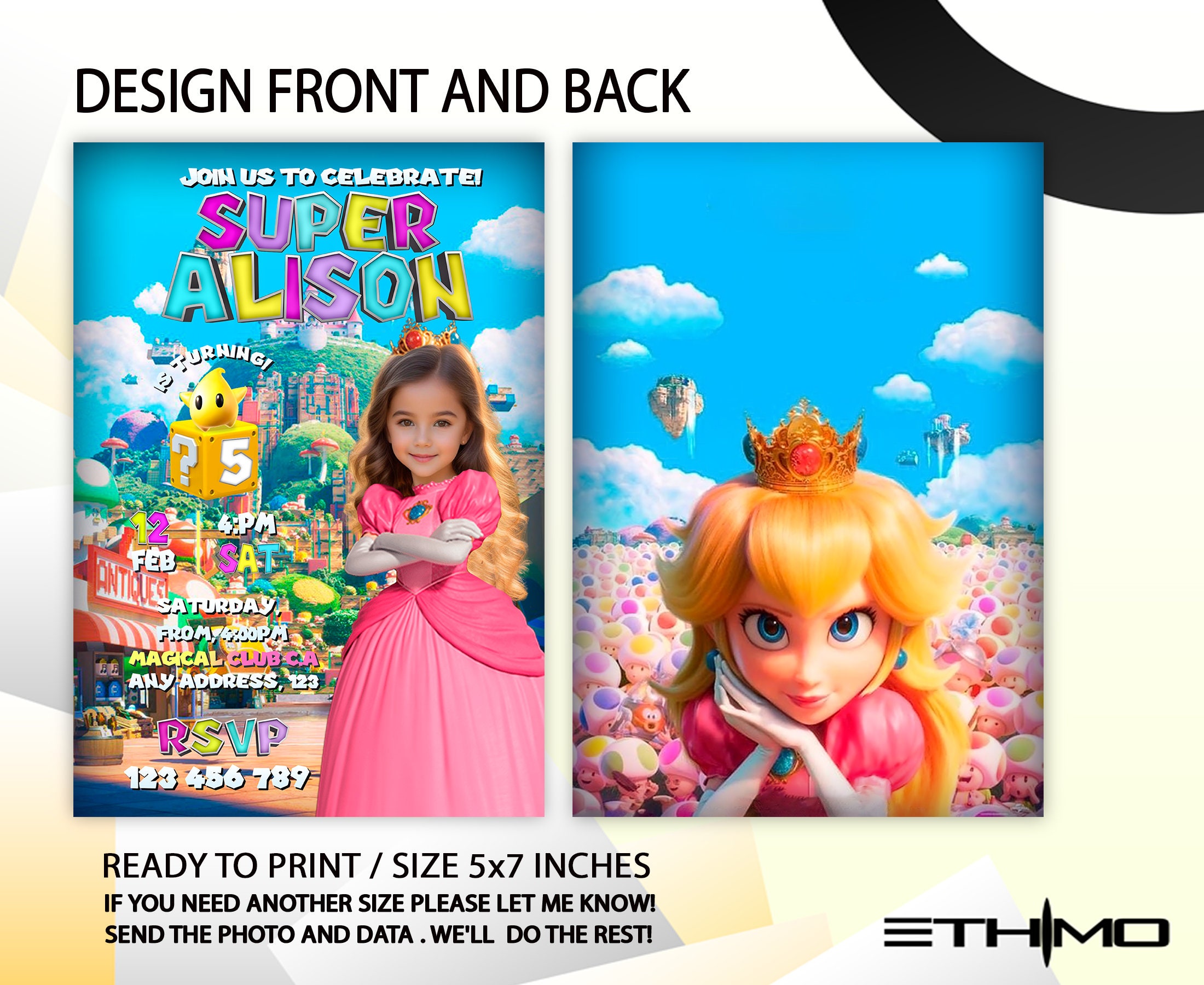 Princess Peach Invitation Super Mario Princess Birthday Invite Instant ...