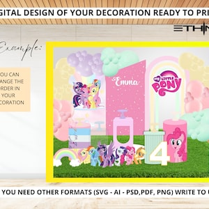 My Little Pony BACKDROP Bundle- Template - Party Decor Business ...
