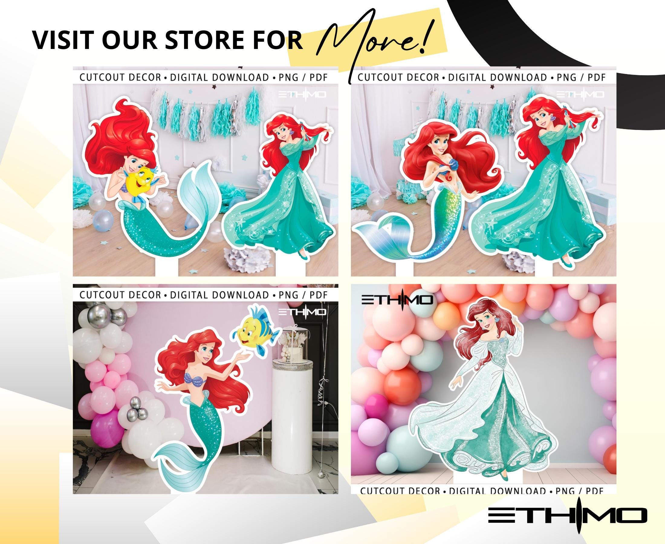 Ariel Cutout, Ariel Cutout Decor, Ariel Party Decoration Theme Baby ...