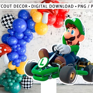 BIG DECOR Mario Decor Backdrops, Luigi Mario Kart Centerpiece Cutout ...