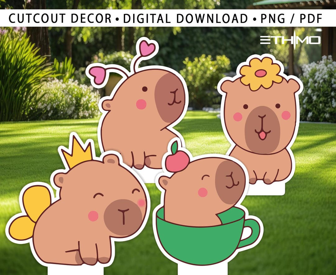 Cute Capybara Cutout - Funny Capybara Clipart Bundle - Set Kawaii ...