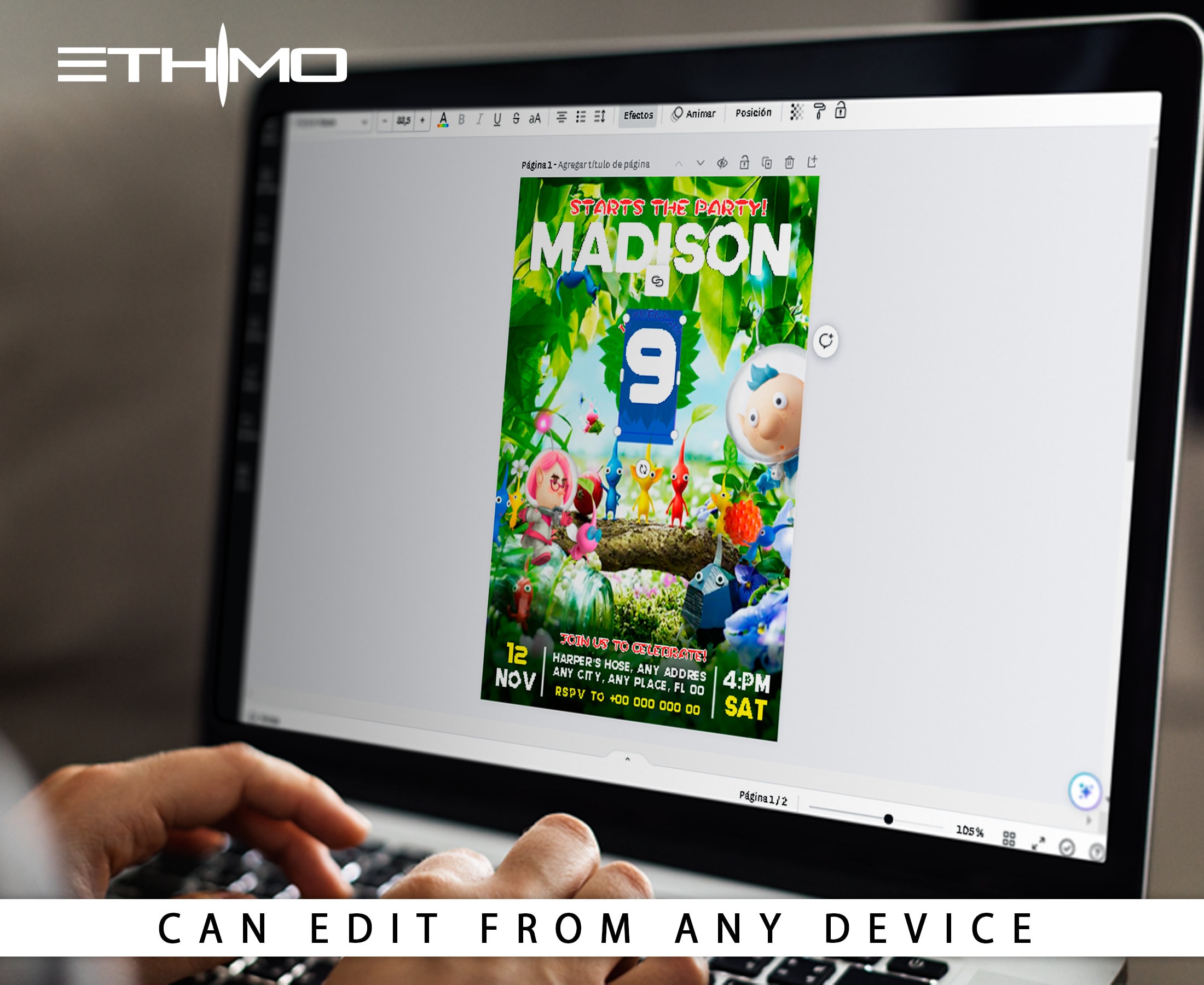 Pikmin Birthday Invitation, Pikmin Party Invite, Digital Invitation ...