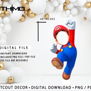 Mario Cutout Selfie, Super Mario Frame Decor, Mario Party Decoration ...