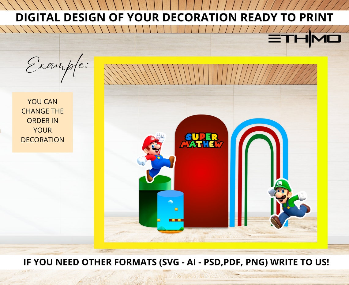 Super Mario BACKDROP Bundle Template Party Decor Business Backdrop Big ...