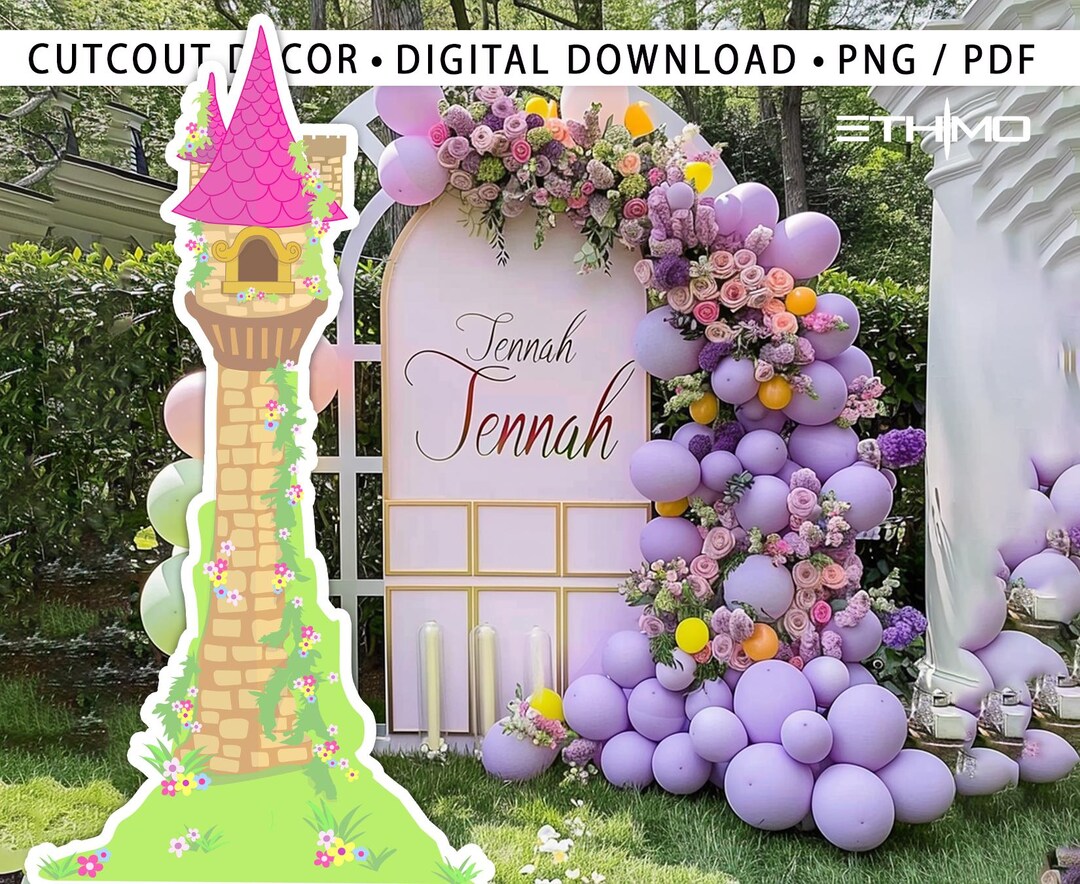 CASTLE BIG DECOR Cutout Tangled Birthday Party Castle Instant Download ...