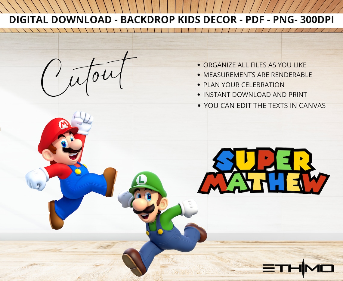 Super Mario BACKDROP Bundle Template Party Decor Business Backdrop Big ...