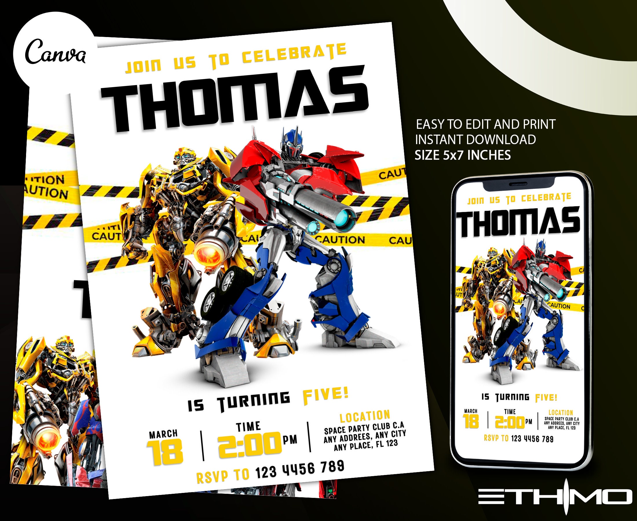 Rescue Bots Birthday Invitation, Optimus Prime Invite, Autoboots Party ...