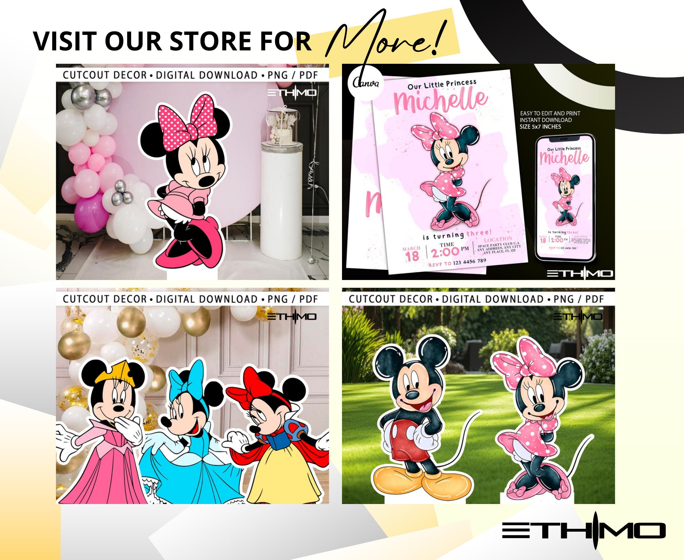 Editable Minnie Birthday Invitation Inspired Invite ANY AGE Digital 5x7 ...