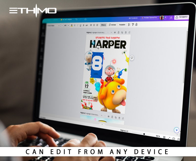 Pikmin Birthday Invitation, Pikmin Party Invite, Digital Invitation ...