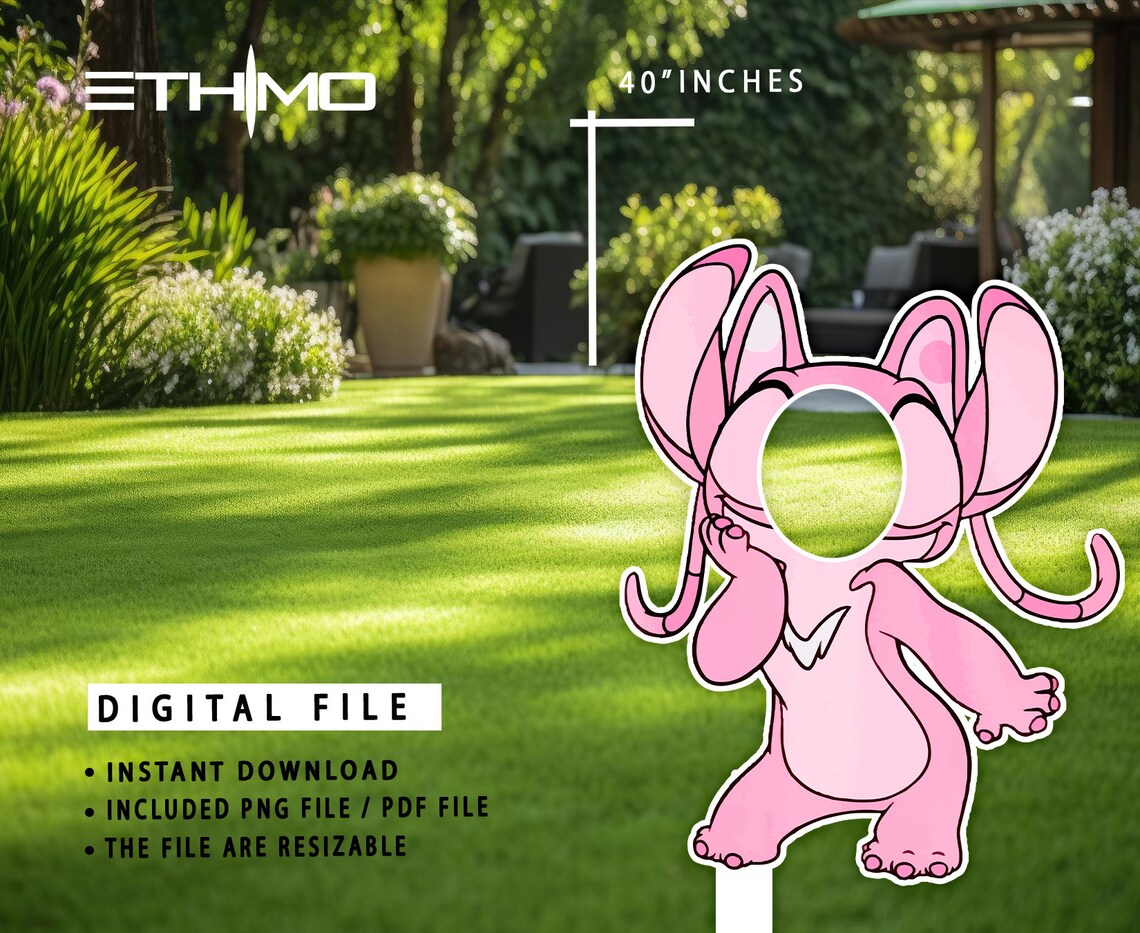 Stitch and Angel Cutout Selfie , Stitch Big Decor, Party Decoration ...