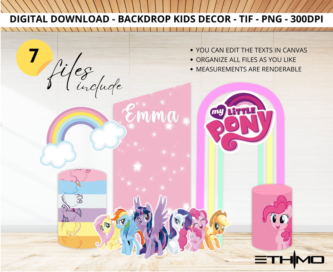 My Little Pony BACKDROP Bundle Template Party Decor Business Backdrop Big Decor Planner ...