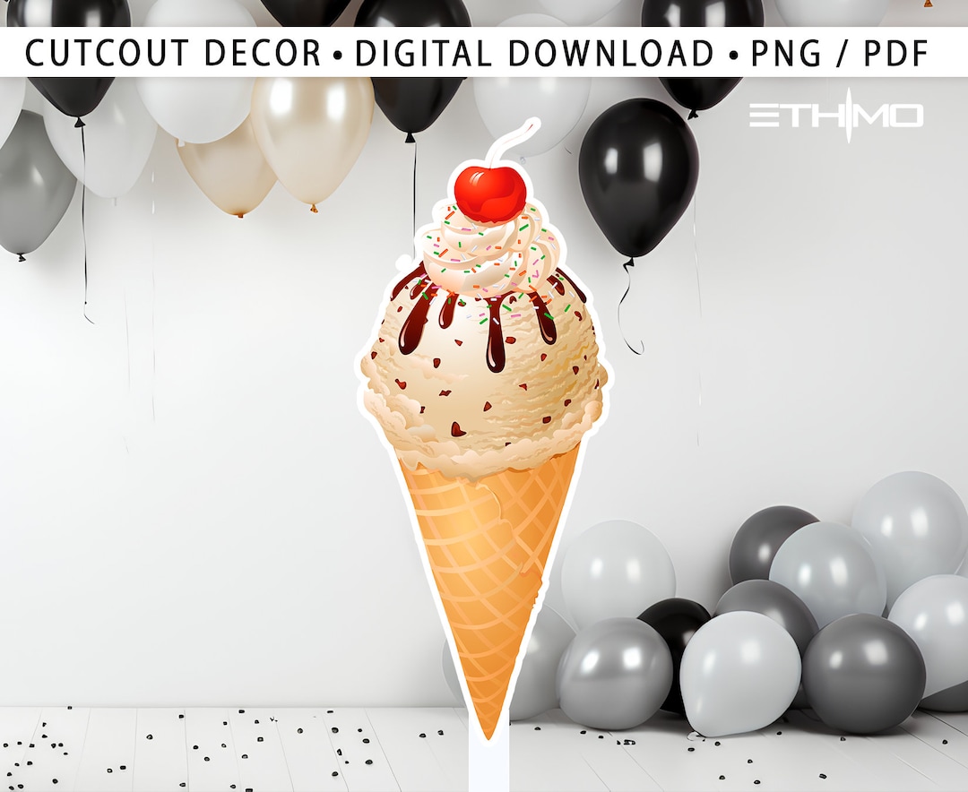 Ice Cream, Ice Cream Cutout Decor, Ice Cream Party Decoration Theme ...