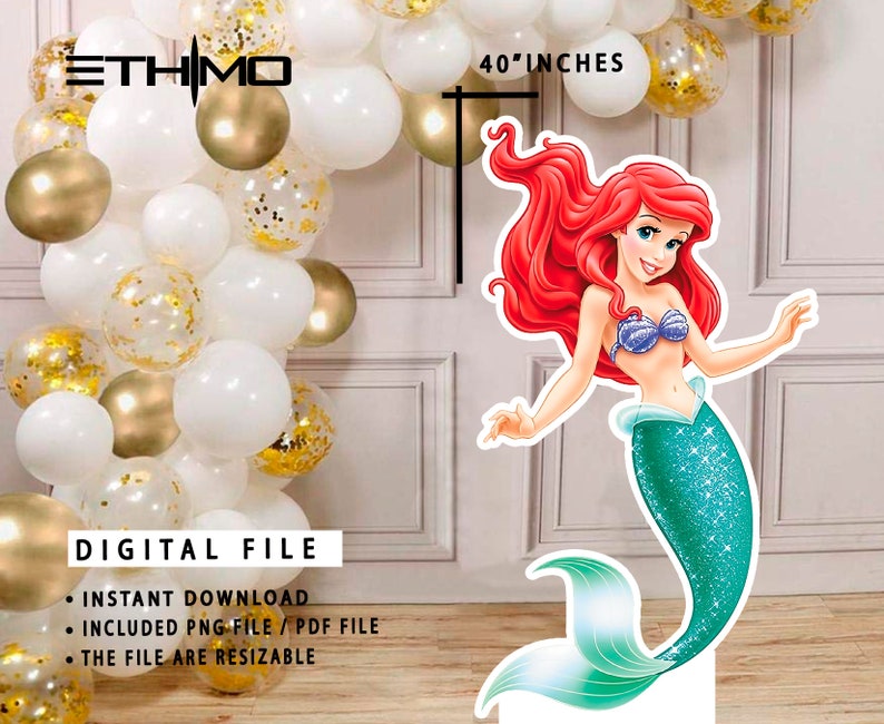 Ariel Cutout, Ariel Cutout Decor, Ariel Party Decoration Theme Baby ...