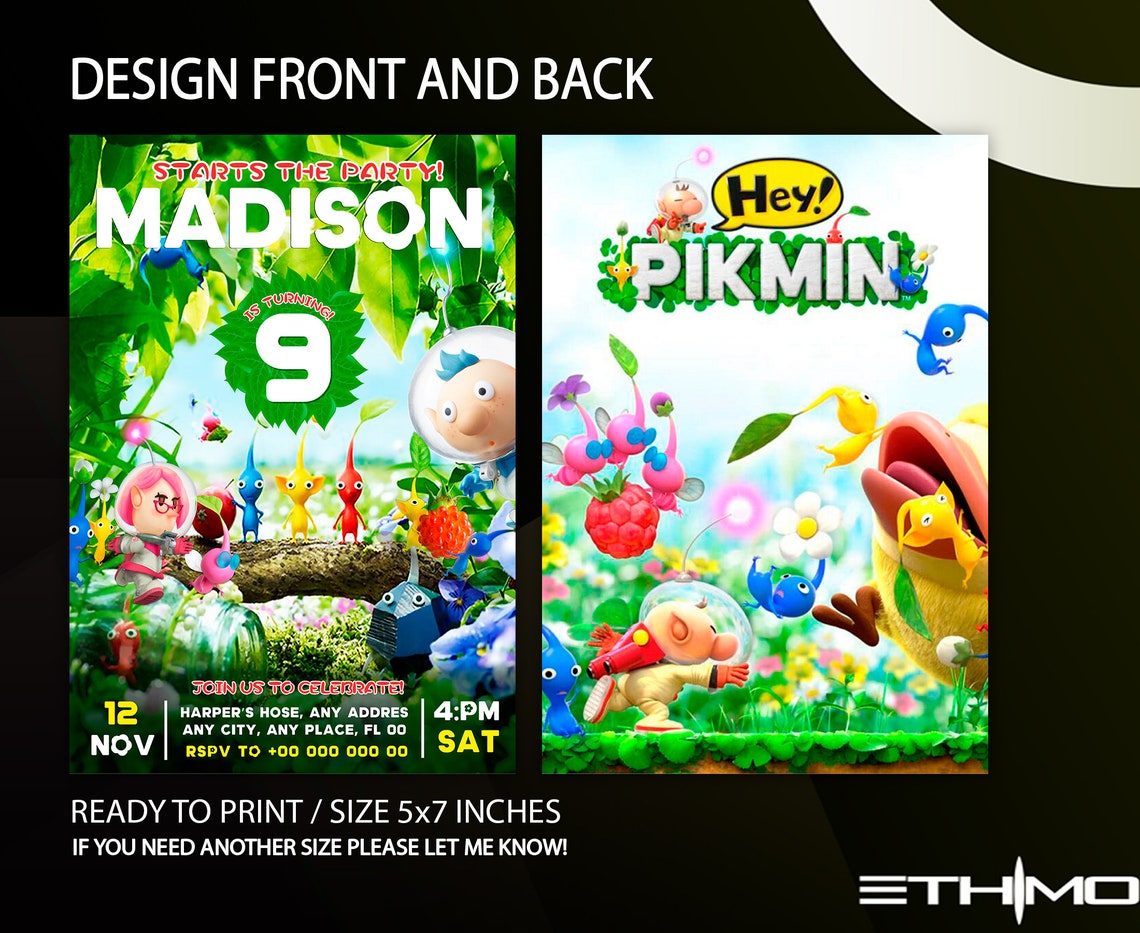 Pikmin Birthday Invitation, Pikmin Party Invite, Digital Invitation ...