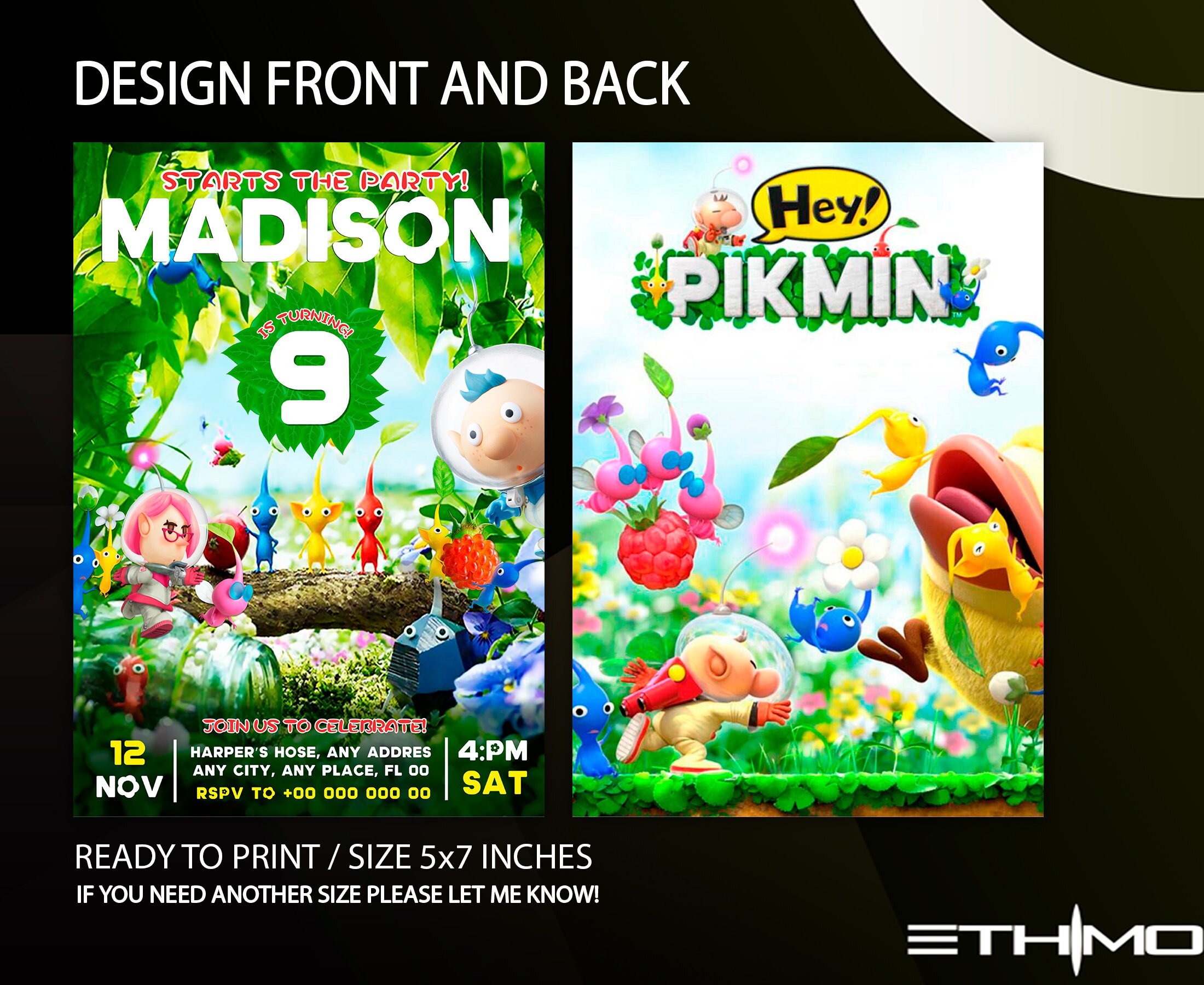 Pikmin Birthday Invitation, Pikmin Party Invite, Digital Invitation ...