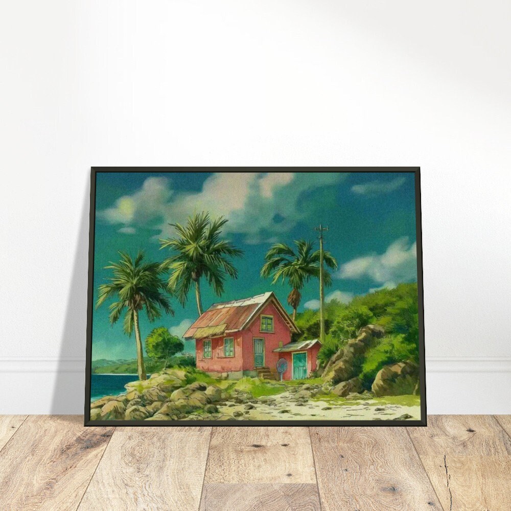 Roshi's Hangout Metal Frame, Master Roshi Home, Peaceful Wall Decor ...