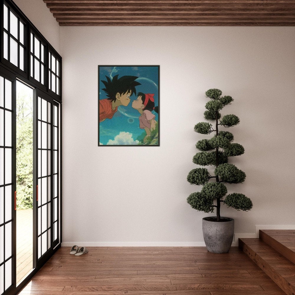 Z Lovers Metal Frame Poster, Goku & Chichi Kiss, Dragon Ball Wall , DBZ ...