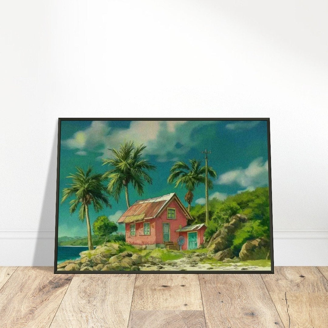 Roshi's Hangout Metal Frame, Master Roshi Home, Peaceful Wall Decor ...