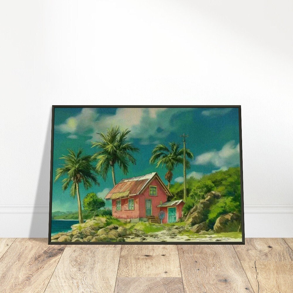 Roshi's Hangout Metal Frame, Master Roshi Home, Peaceful Wall Decor ...