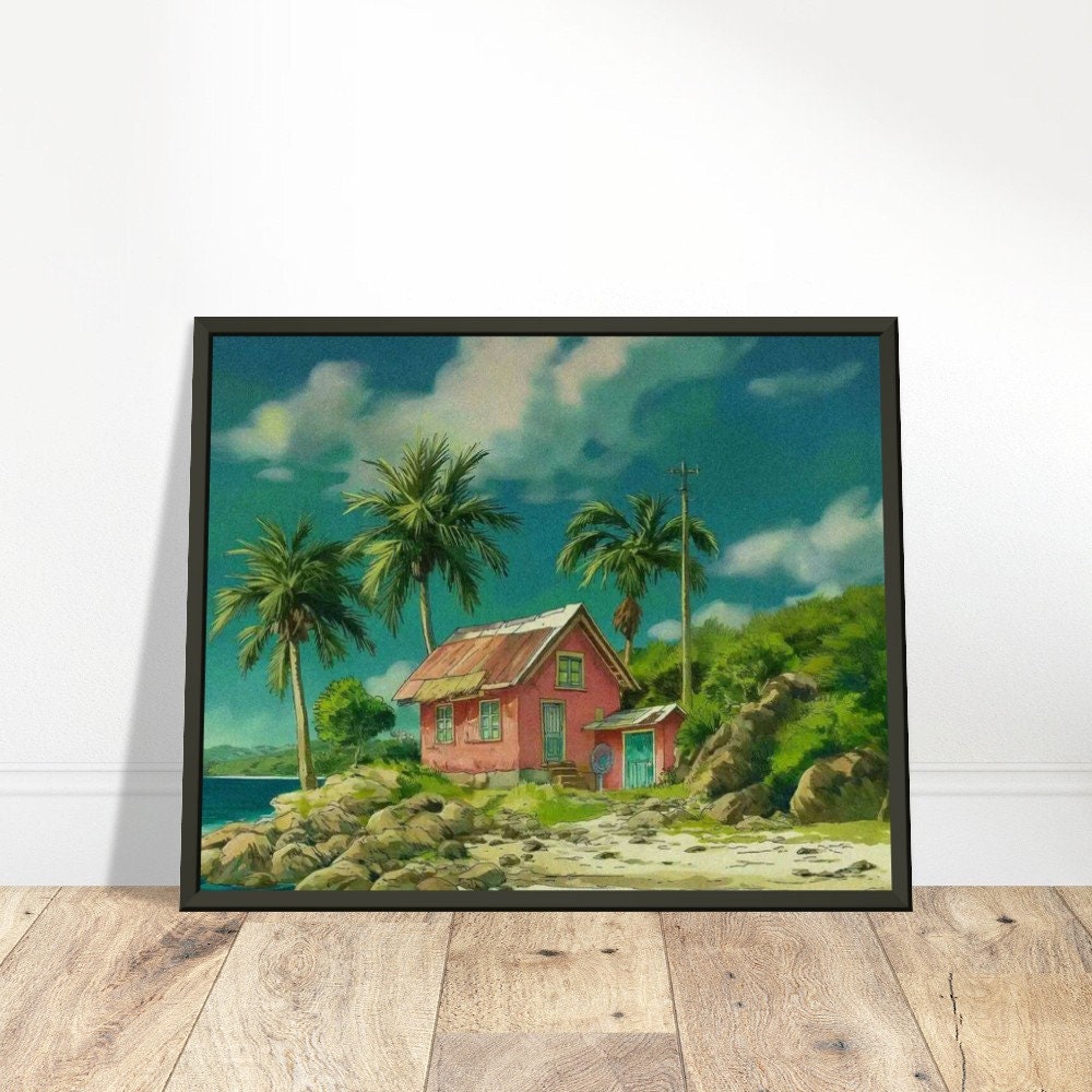 Roshi's Hangout Metal Frame, Master Roshi Home, Peaceful Wall Decor ...