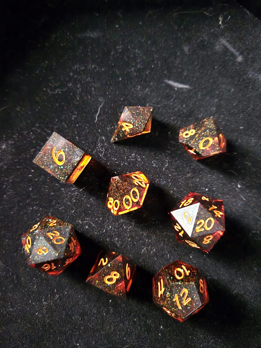 Black and Orange Dnd Dice Set - Etsy