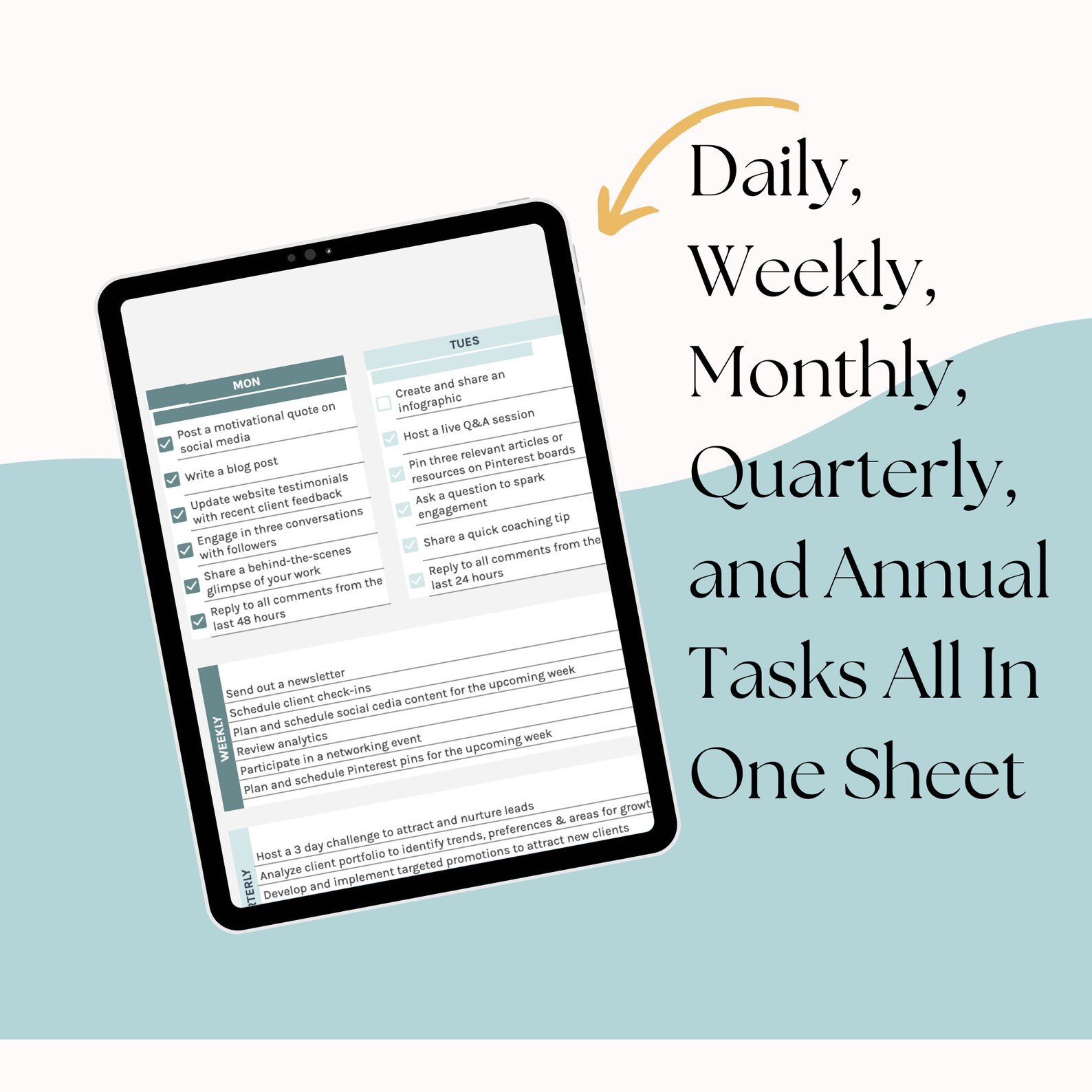 Coach Marketing Schedule + Dashboard – Google Sheets Template - Etsy