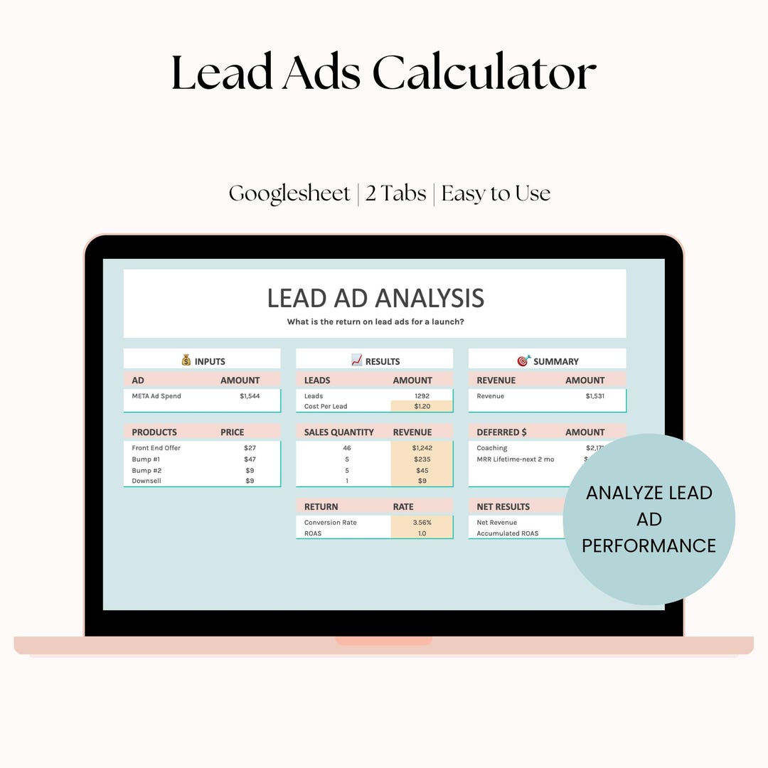Lead Ads Calculator | Ad Campaign Performance Analysis | Advertising ...