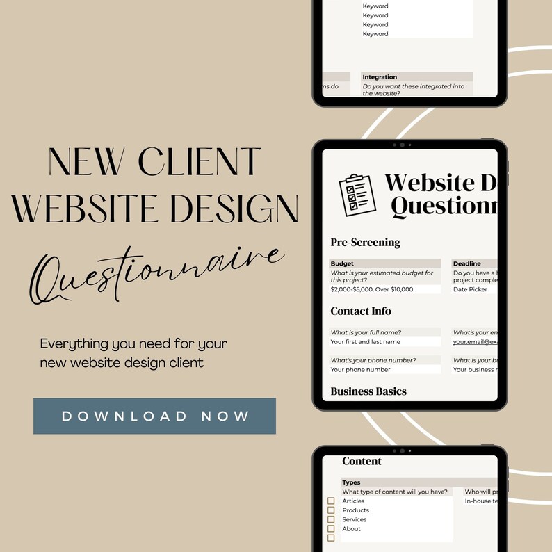 Customizable Website Design Client Questionnaire Editable Googlesheet ...