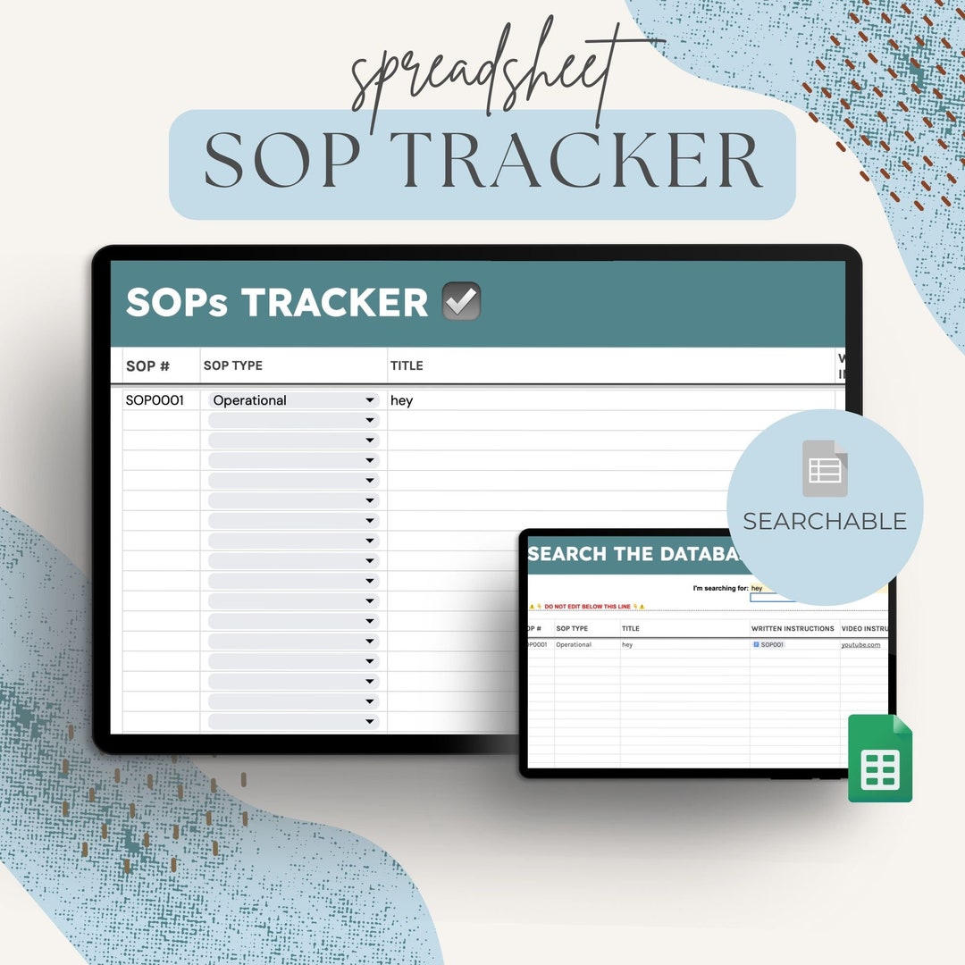Customizable Digital SOP Tracker | Editable Googlesheet | Google Sheet ...
