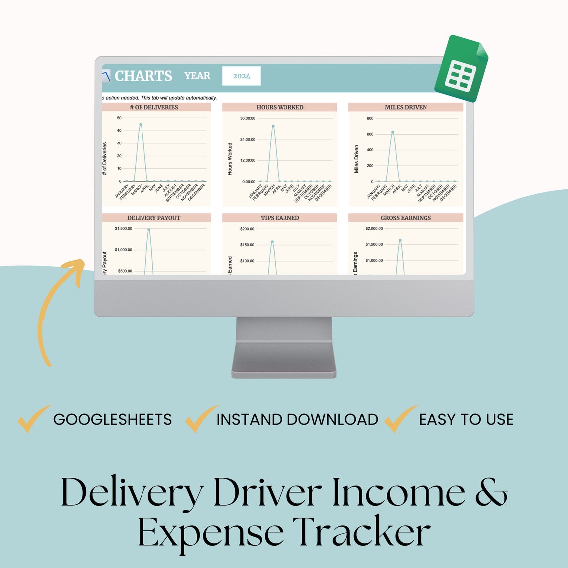 Delivery Driver Income and Expense Tracker, Mileage Log Spreadsheet ...