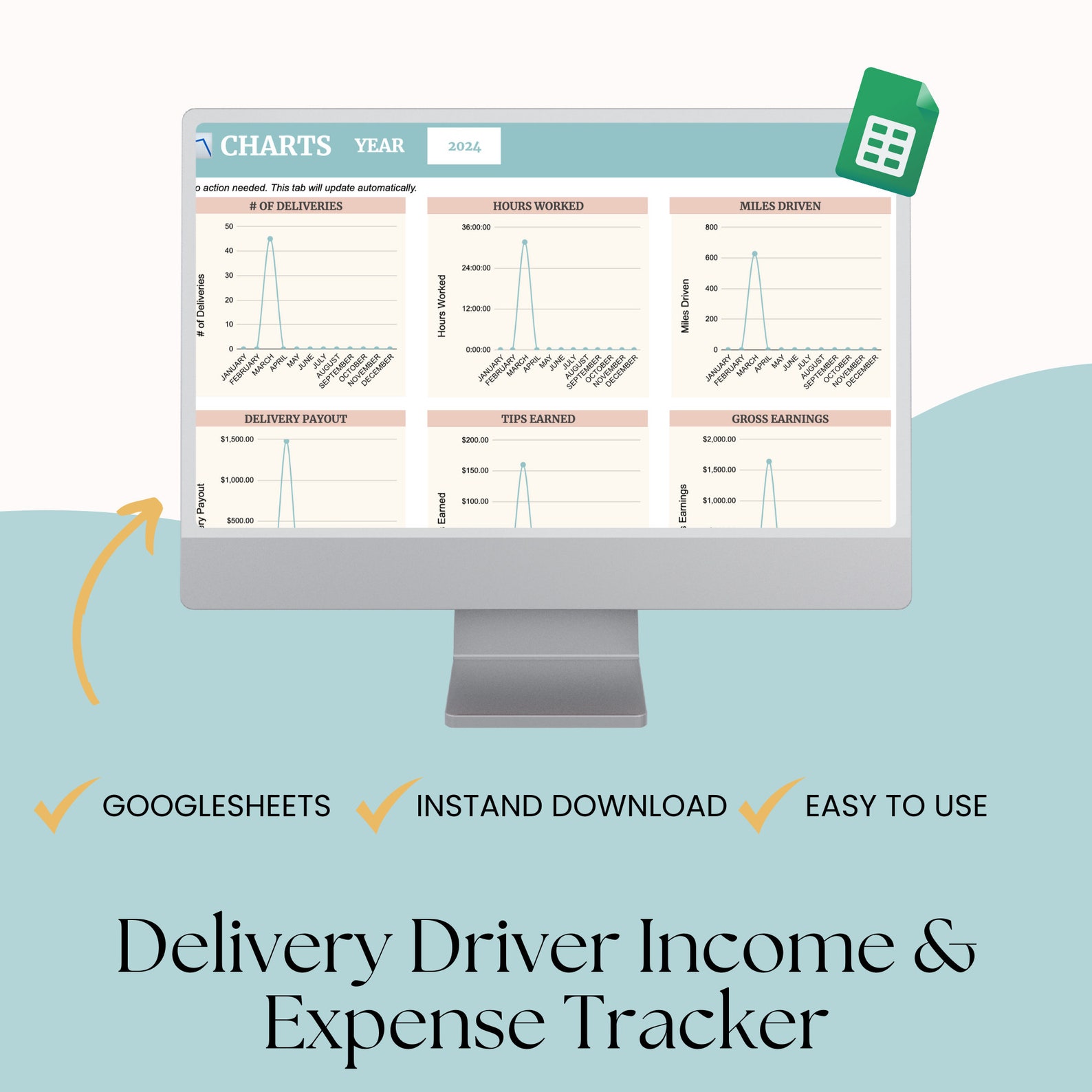 Delivery Driver Income and Expense Tracker, Mileage Log Spreadsheet ...