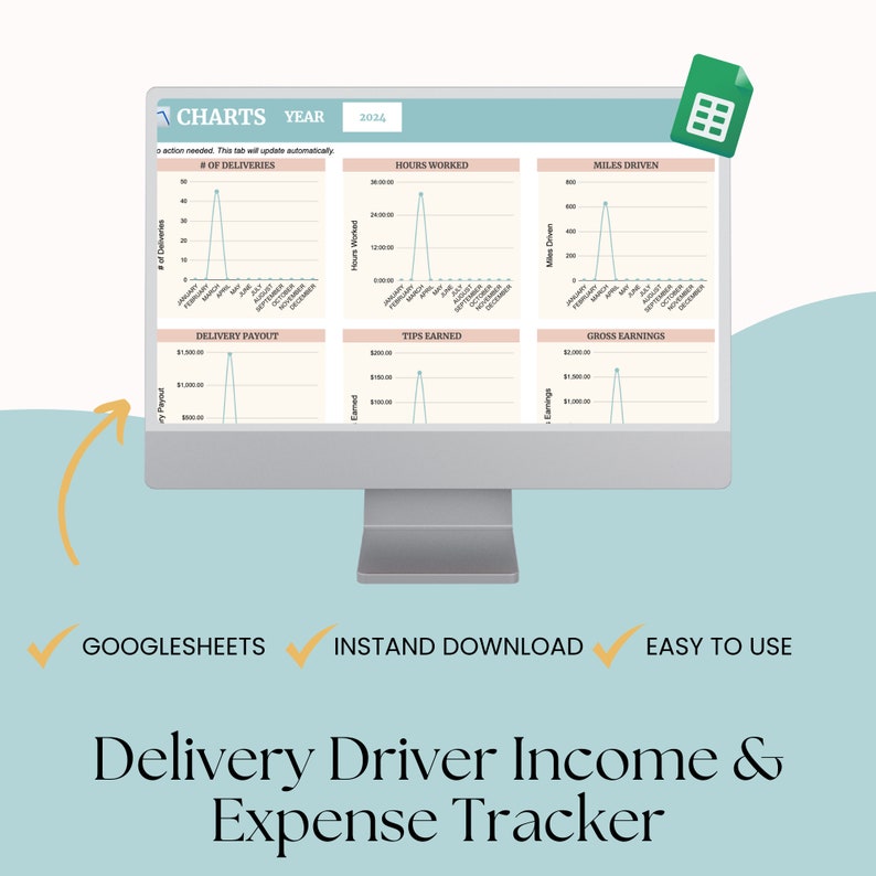 Delivery Driver Income and Expense Tracker, Mileage Log Spreadsheet ...