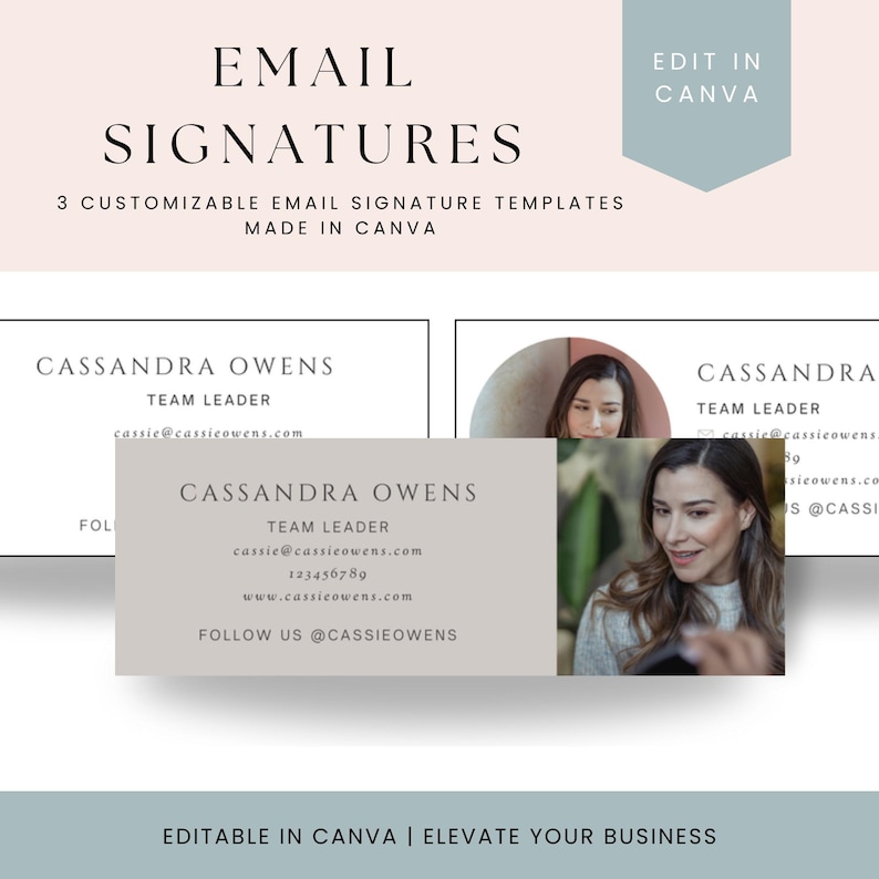 3 Editable Canva Email Signature Templates | Modern Email Footer Design ...