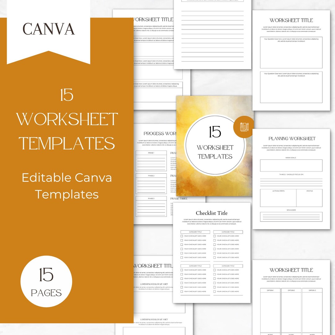 Printable & Editable Worksheet Templates, Canva Template, Work Sheet ...