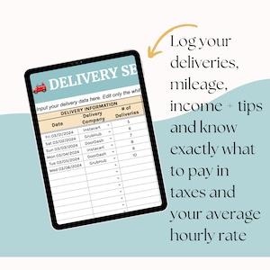 Delivery Driver Income and Expense Tracker, Mileage Log Spreadsheet ...