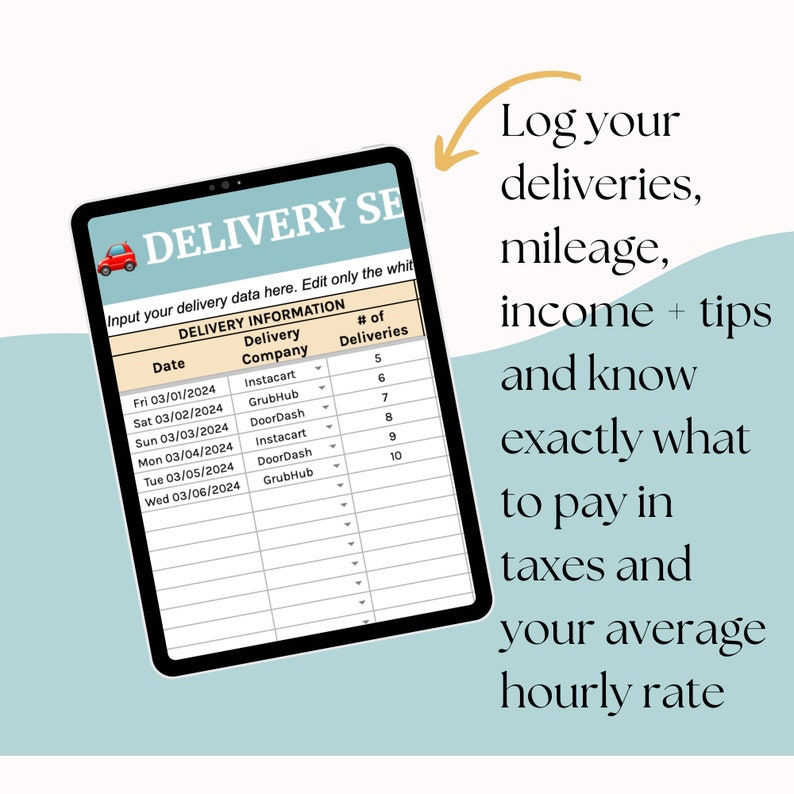 Delivery Driver Income and Expense Tracker, Mileage Log Spreadsheet ...