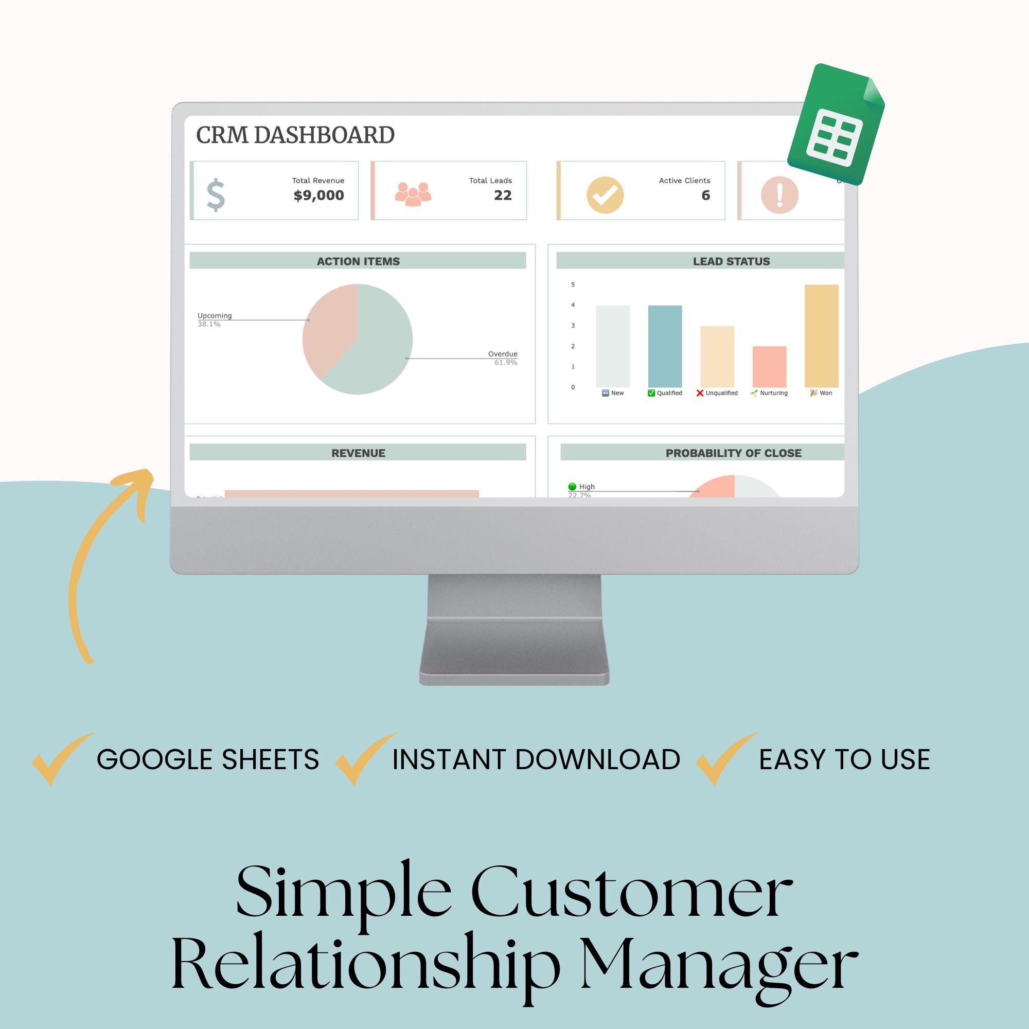 Simple CRM Template – Google Sheets Client Dashboard + Pipeline Tracker ...