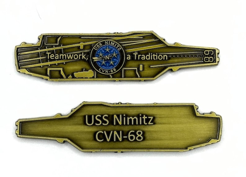 USS Nimitz (CVN-68) US Navy Challenge Coin - Carrier Shape - Etsy