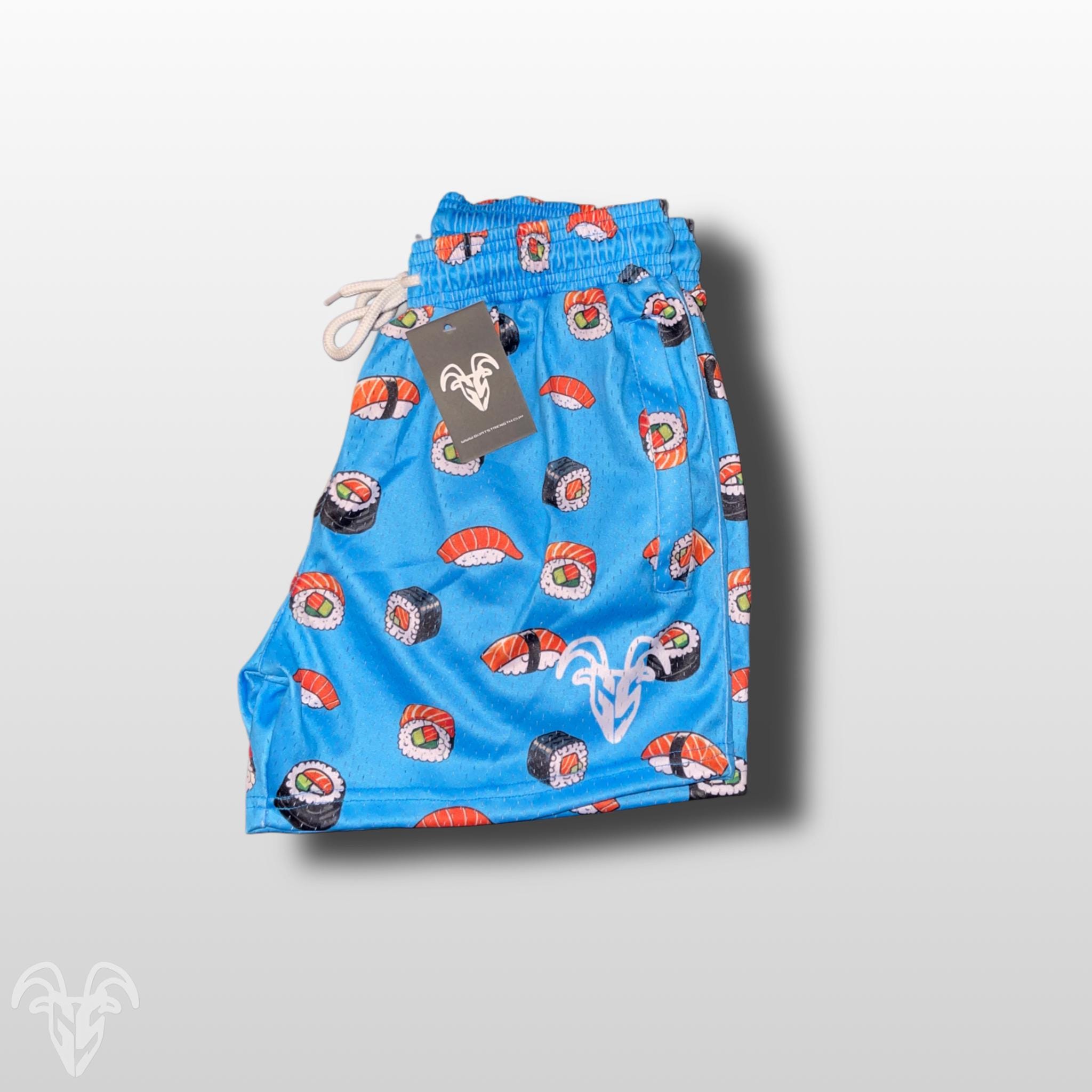 Goat Strength Cartoon Sushi Themed Shorts - 5 Inch Inseam, Breathable ...