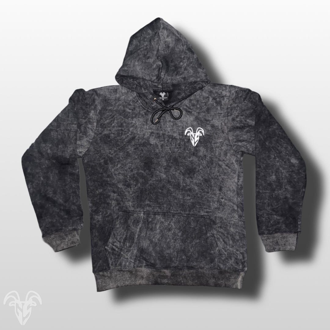 Black Acid Wash Hoodie - Black Embroidered Acid Wash for Men & Women ...
